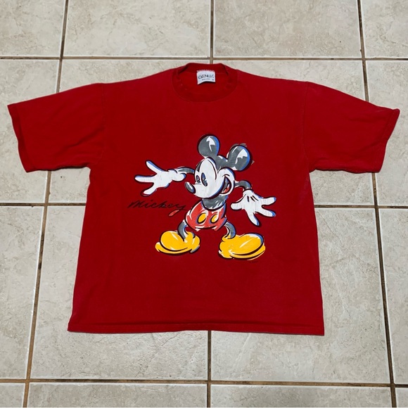 Genus | Shirts | Vintage Disney Mickey Co T Shirt 9s Big Print Red Usa ...